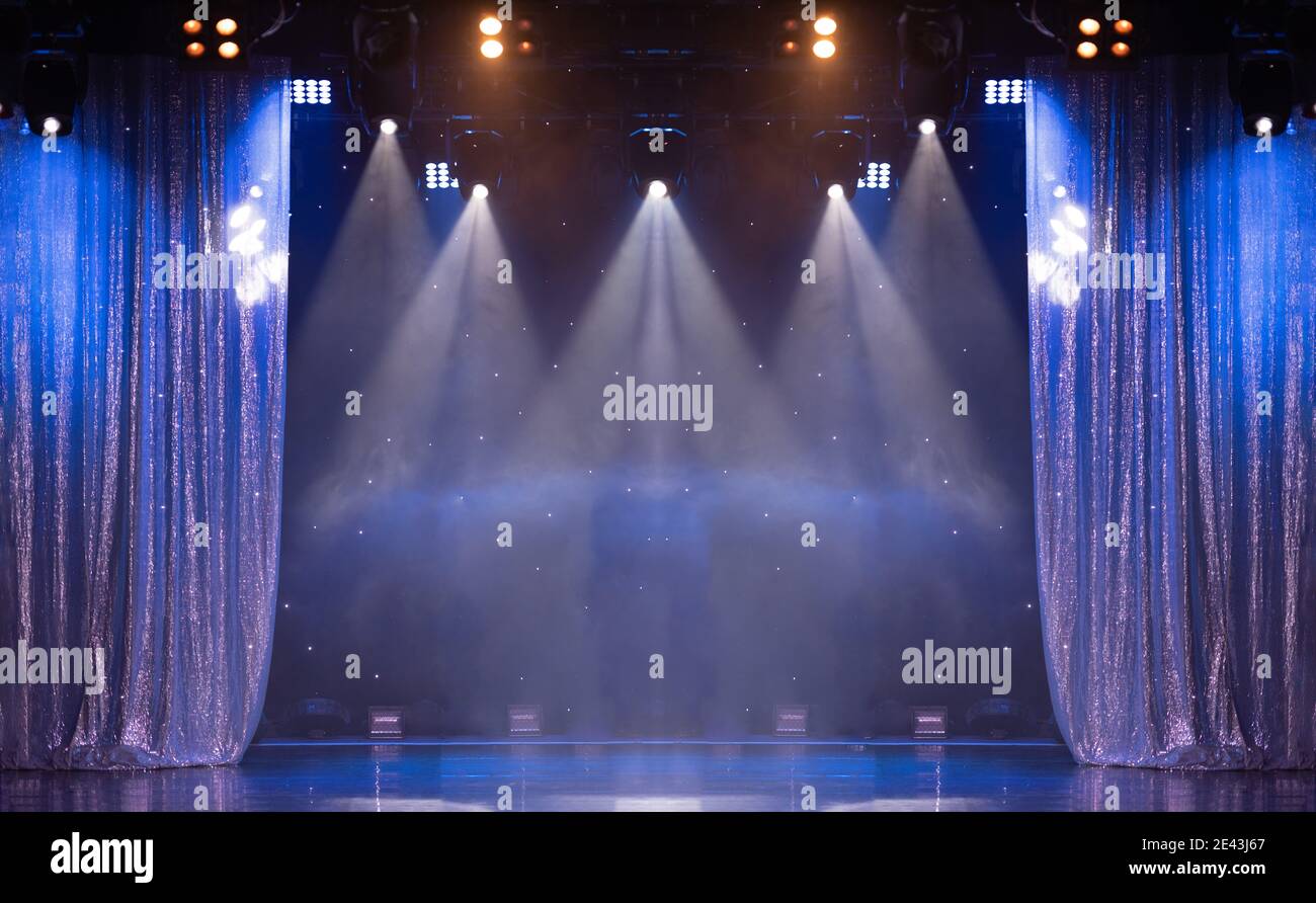 Theatrical scene without actors, scenic light and smoke Stock Photo - Alamy