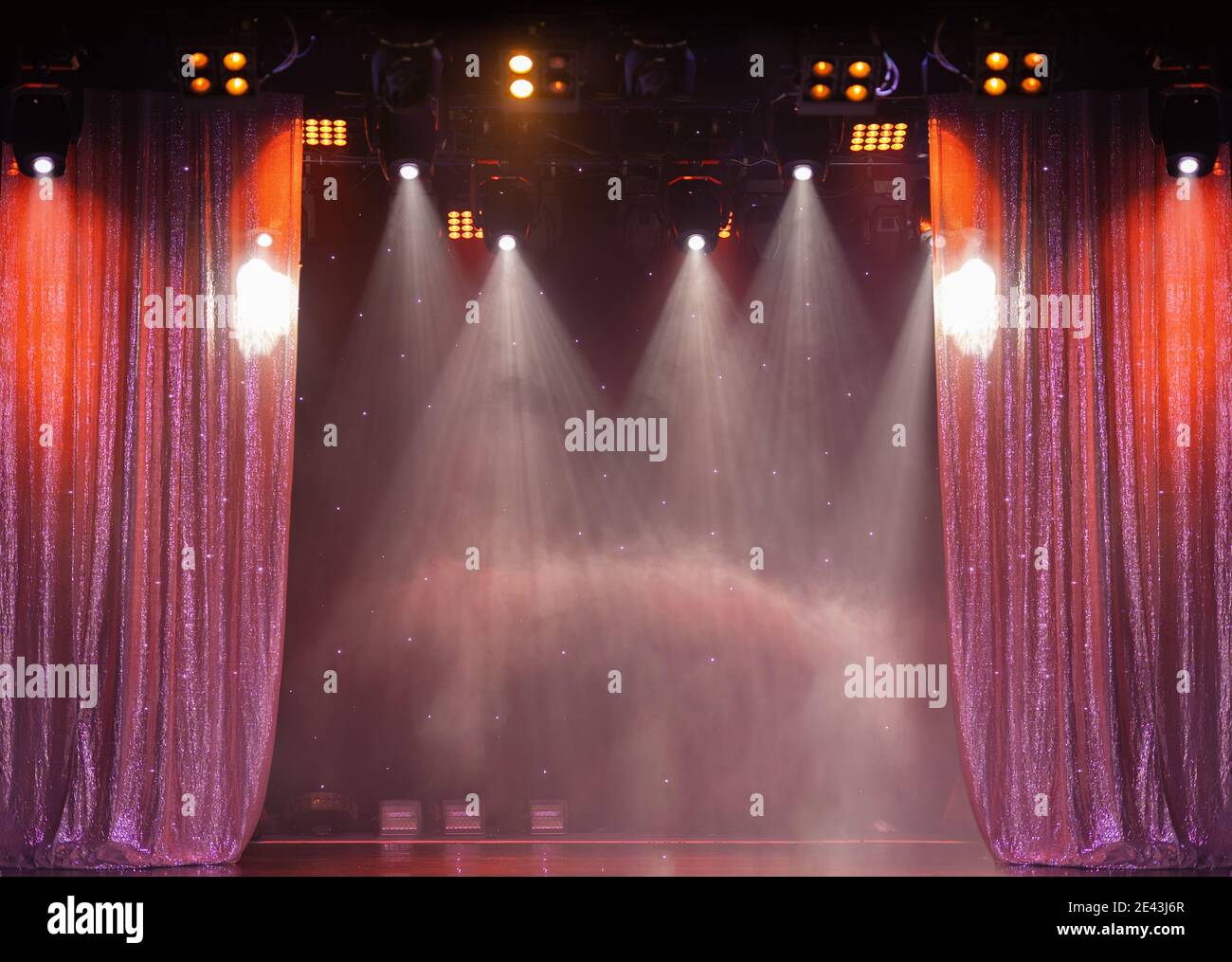 Theatrical scene without actors, scenic light and smoke Stock Photo - Alamy