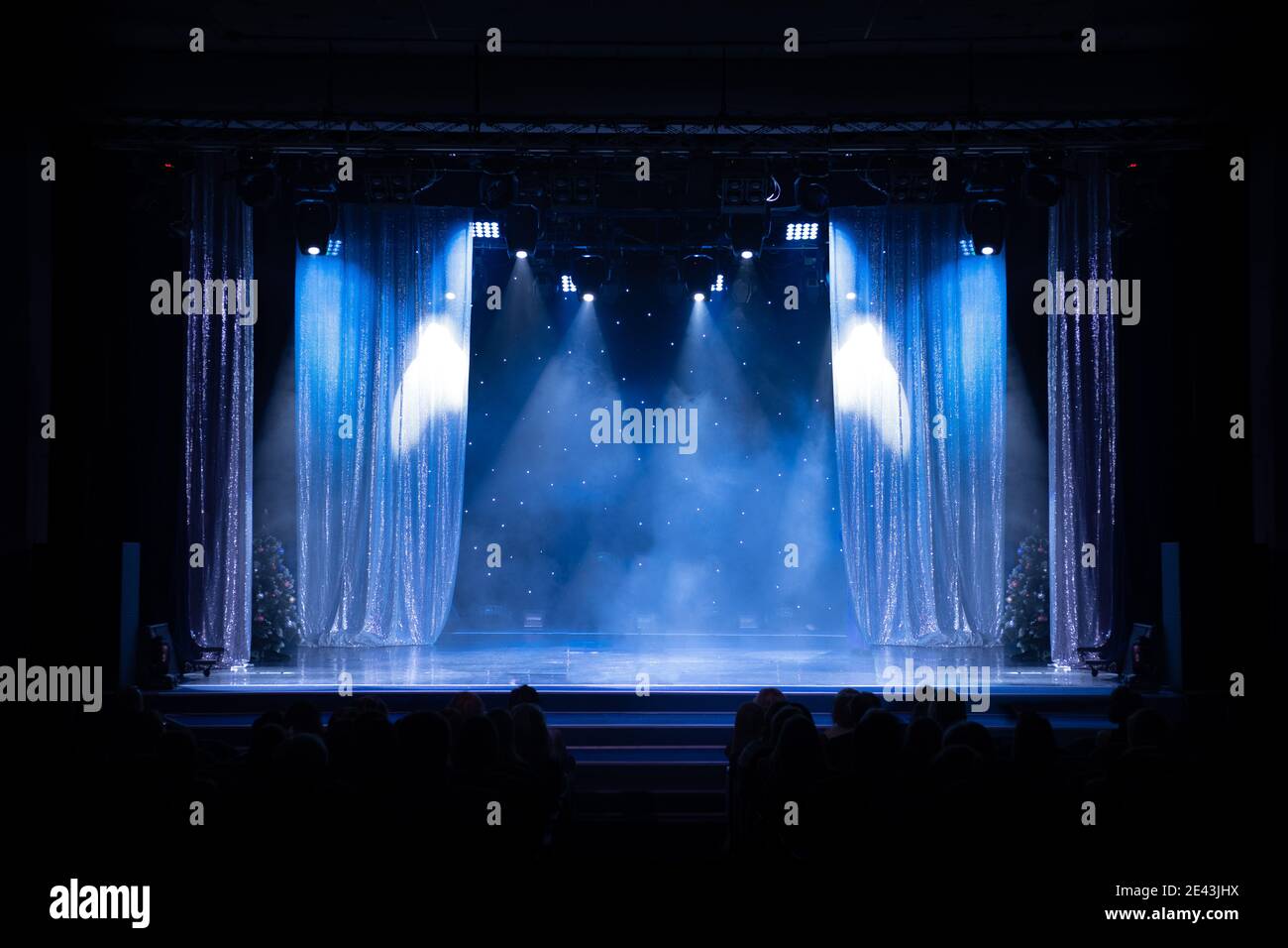 Theatrical scene without actors, scenic light and smoke Stock Photo - Alamy