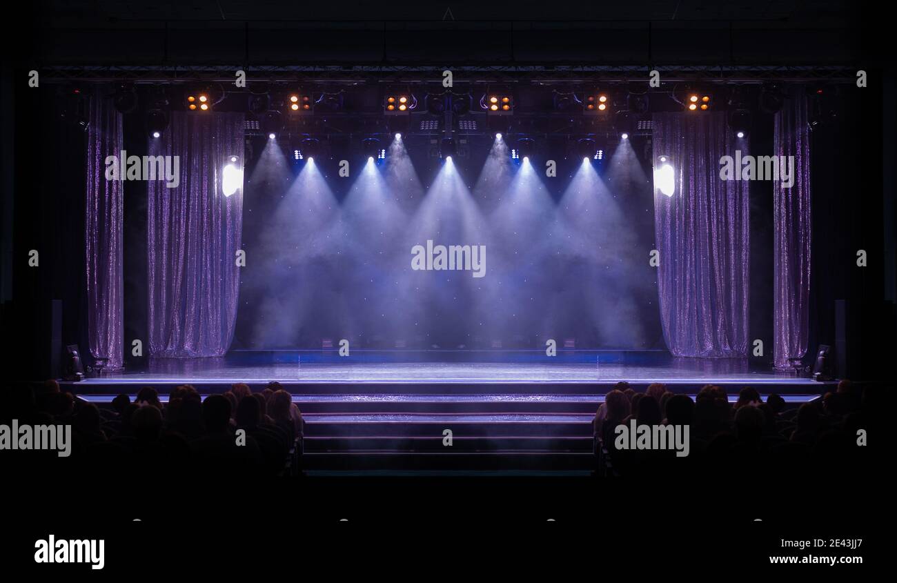 Stage light and smoke on stage, lighting and spotlights Stock Photo - Alamy