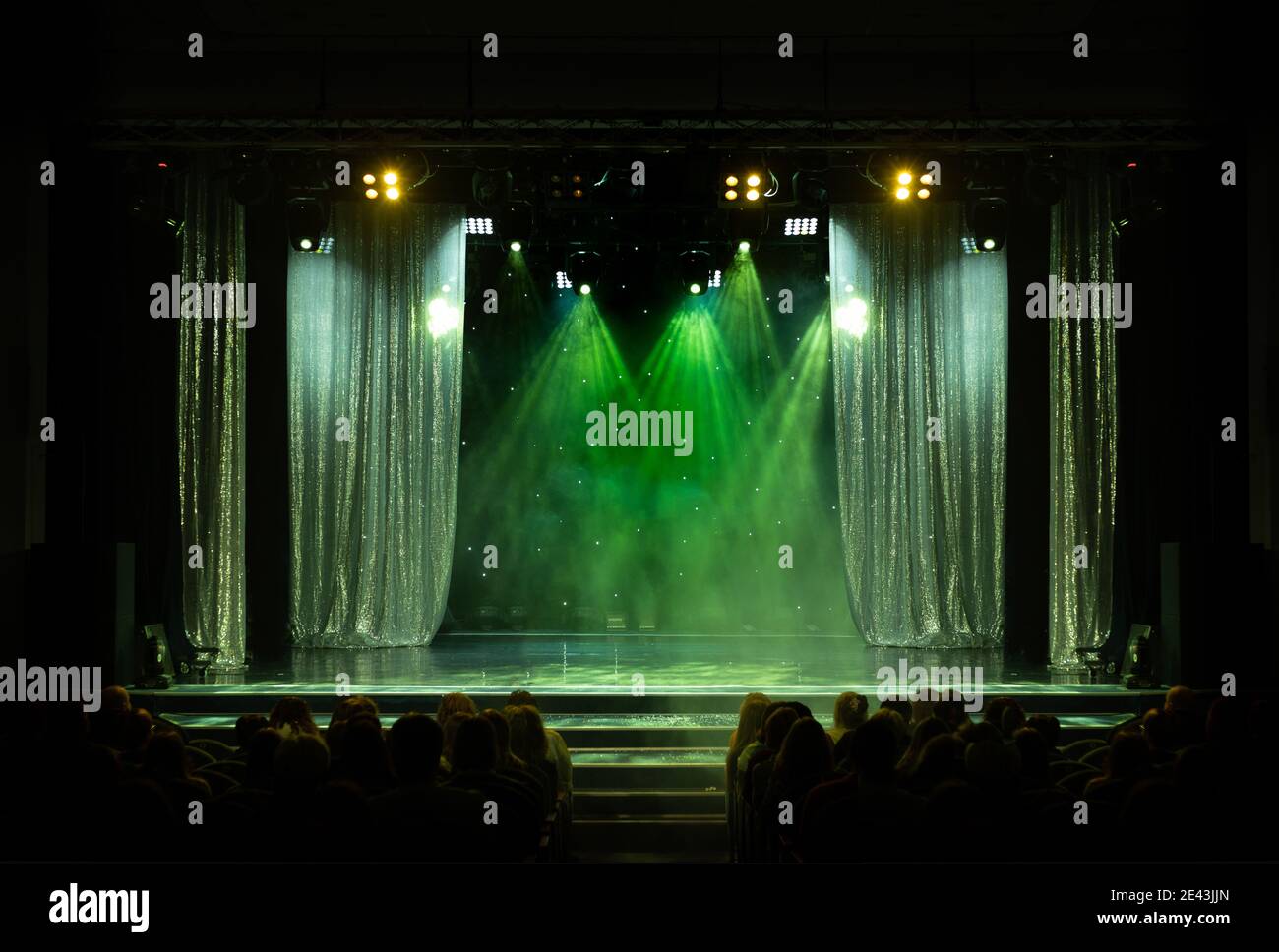 Stage light and smoke on stage, lighting and spotlights Stock Photo - Alamy