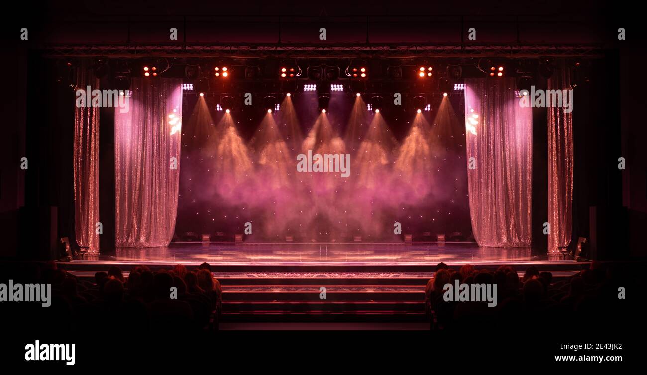Stage light and smoke on stage, lighting and spotlights Stock Photo - Alamy