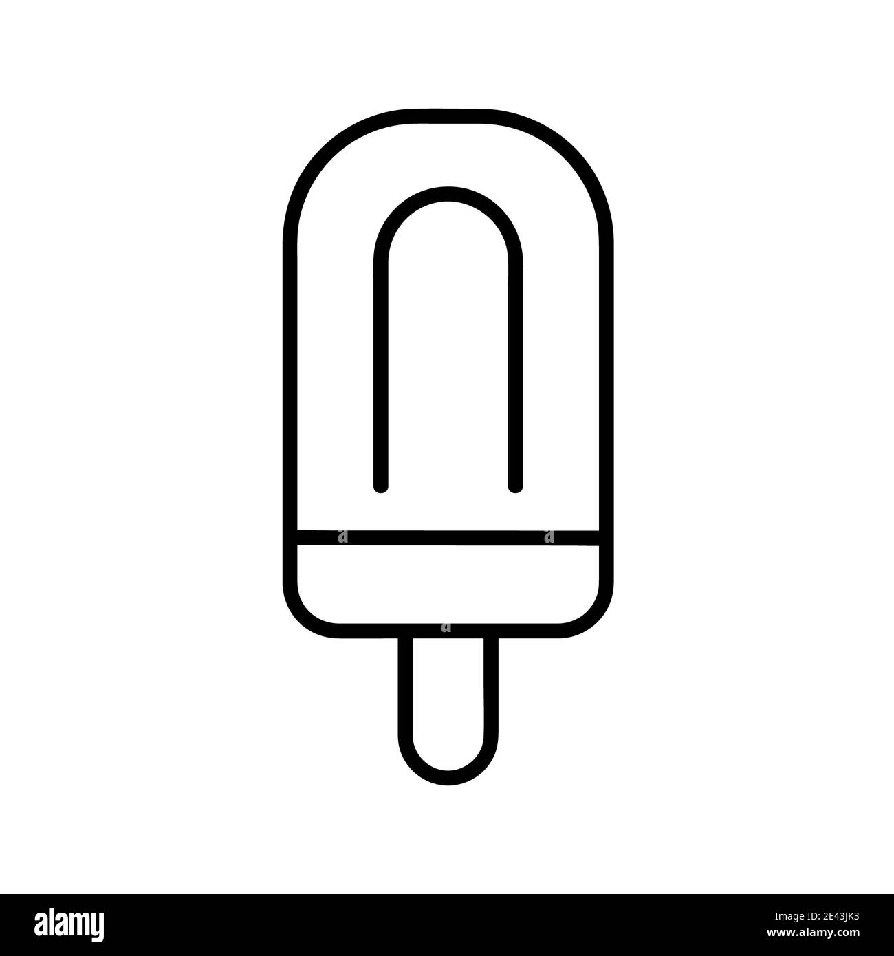 Ice cream flat icon. Pictogram for web. Line stroke. Isolated on white ...