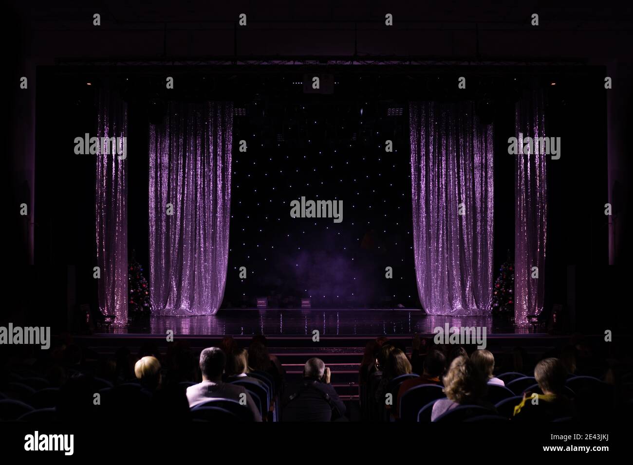 Theatrical scene without actors, scenic light and smoke Stock Photo - Alamy