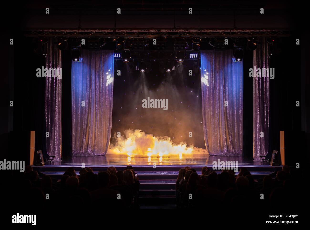 Stage light and smoke on stage, lighting and spotlights Stock Photo - Alamy