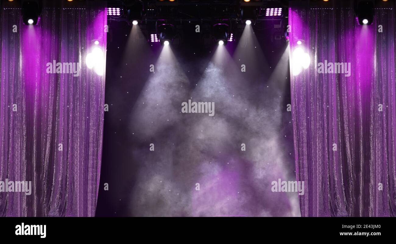 Stage light and smoke on stage, lighting and spotlights Stock Photo - Alamy