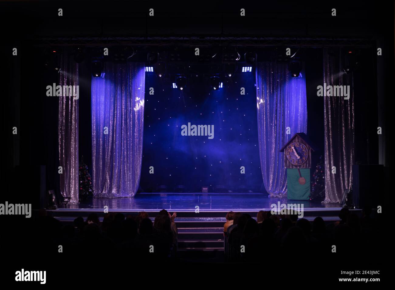 Theatrical scene without actors, scenic light and smoke Stock Photo - Alamy