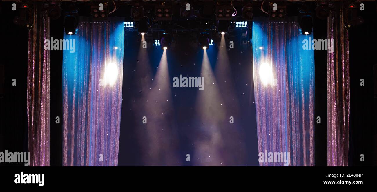 Theatrical scene without actors, scenic light and smoke Stock Photo - Alamy
