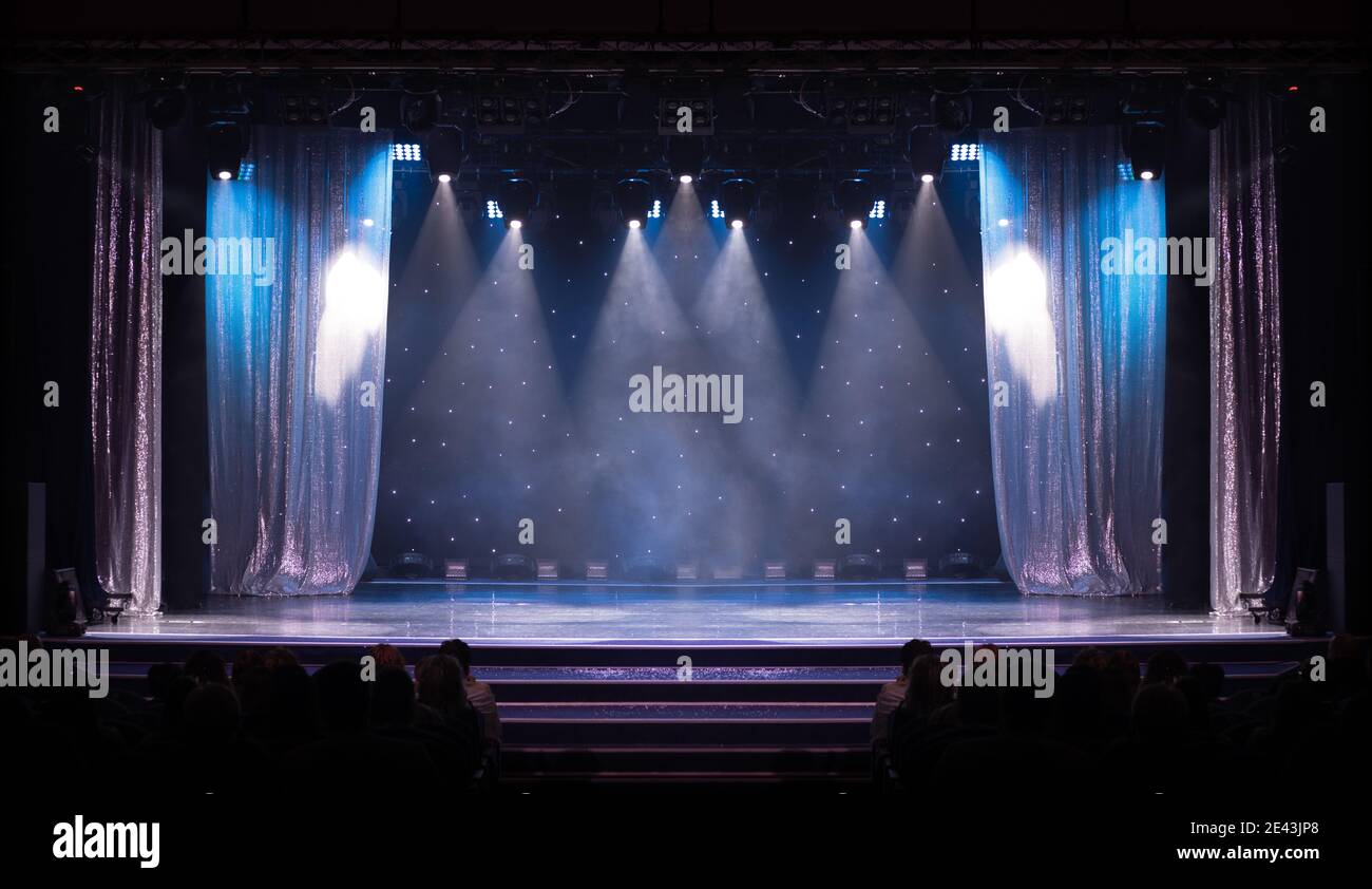 Theatrical scene without actors, scenic light and smoke Stock Photo - Alamy