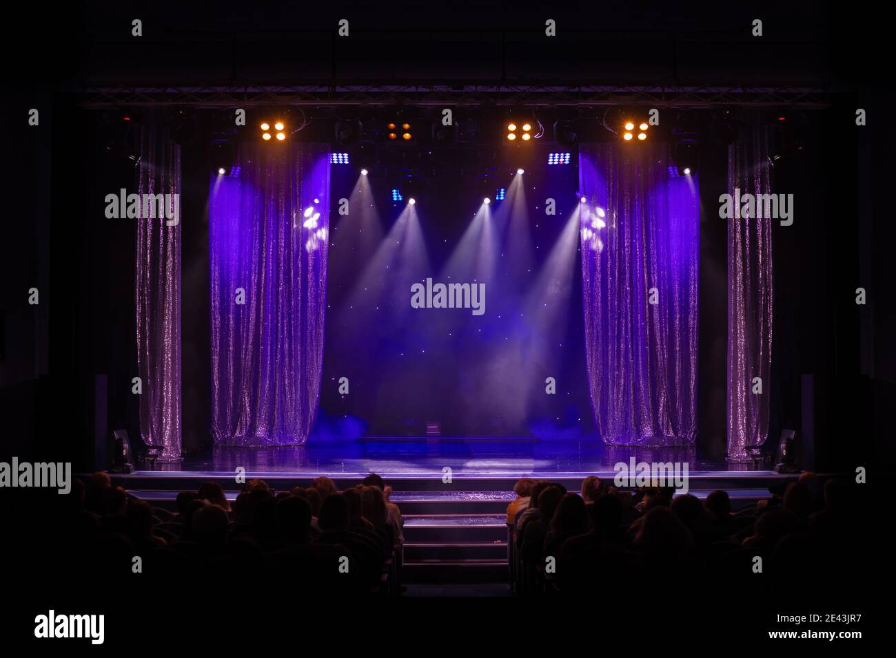 Stage light and smoke on stage, lighting and spotlights Stock Photo - Alamy