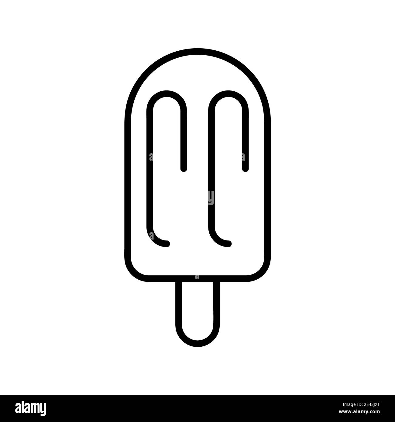 Ice cream flat icon. Pictogram for web. Line stroke. Isolated on white ...