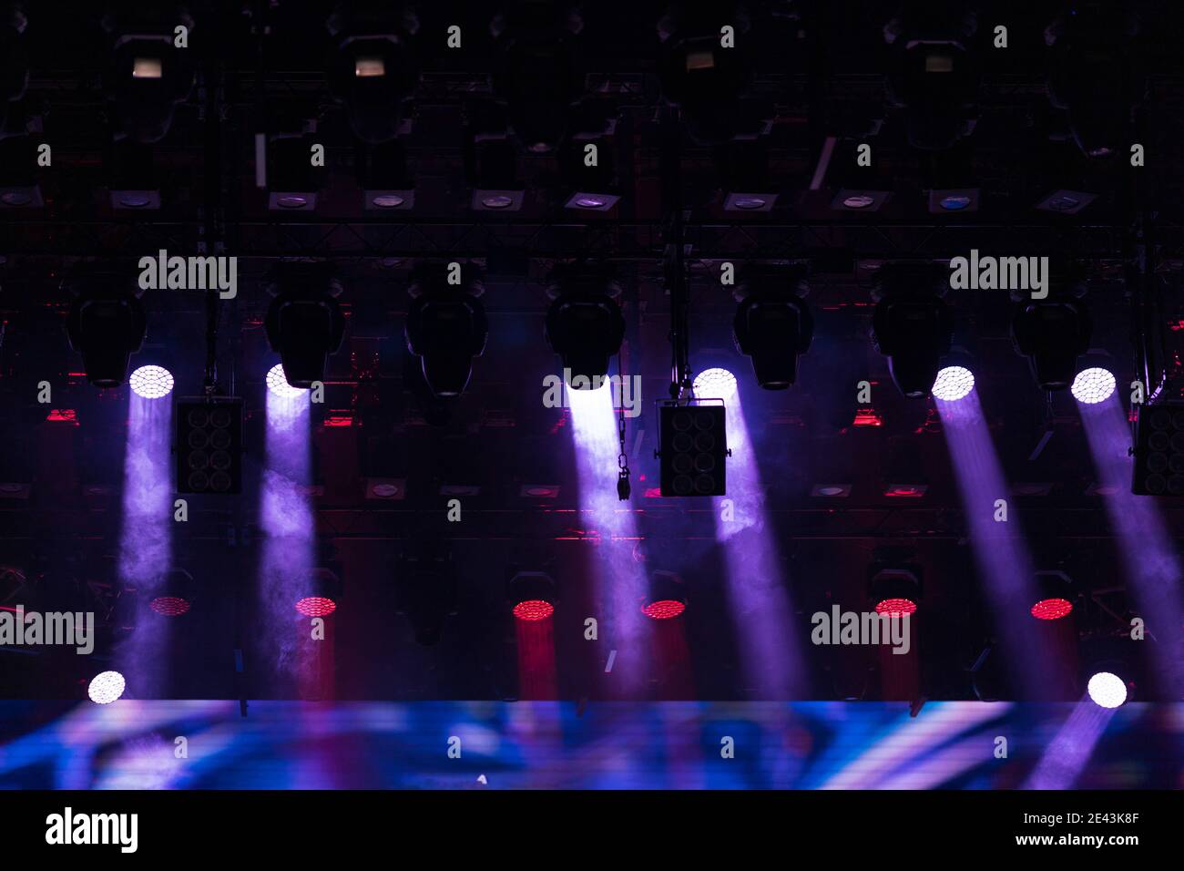 Stage light and smoke on stage, lighting and spotlights Stock Photo - Alamy