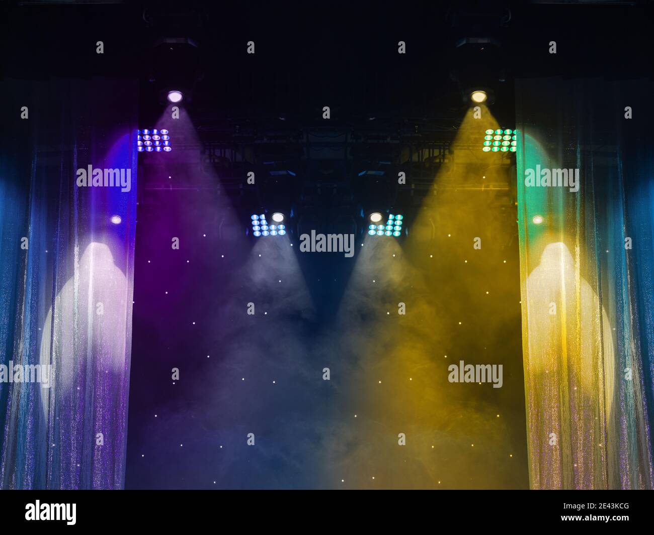 Stage light and smoke on stage, lighting and spotlights Stock Photo - Alamy