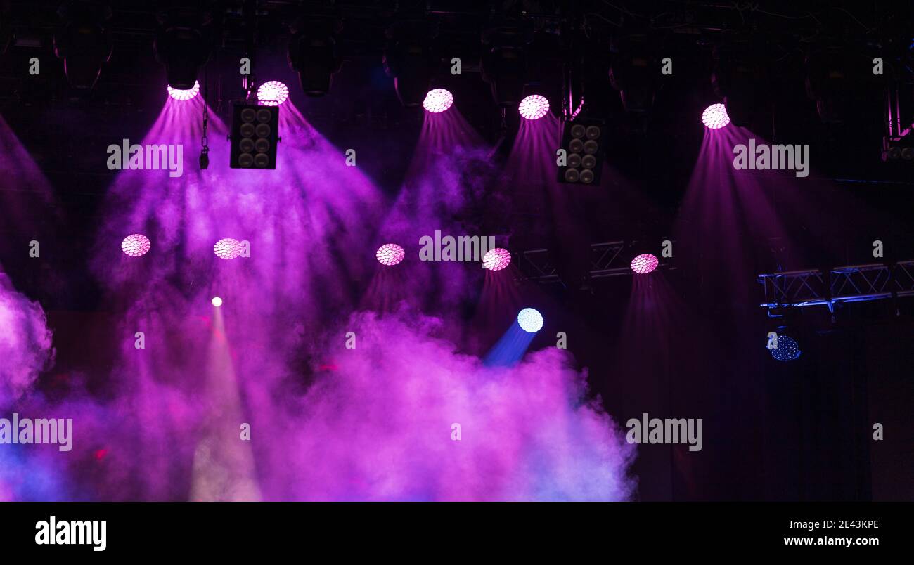 Stage light and smoke on stage, lighting and spotlights Stock Photo - Alamy