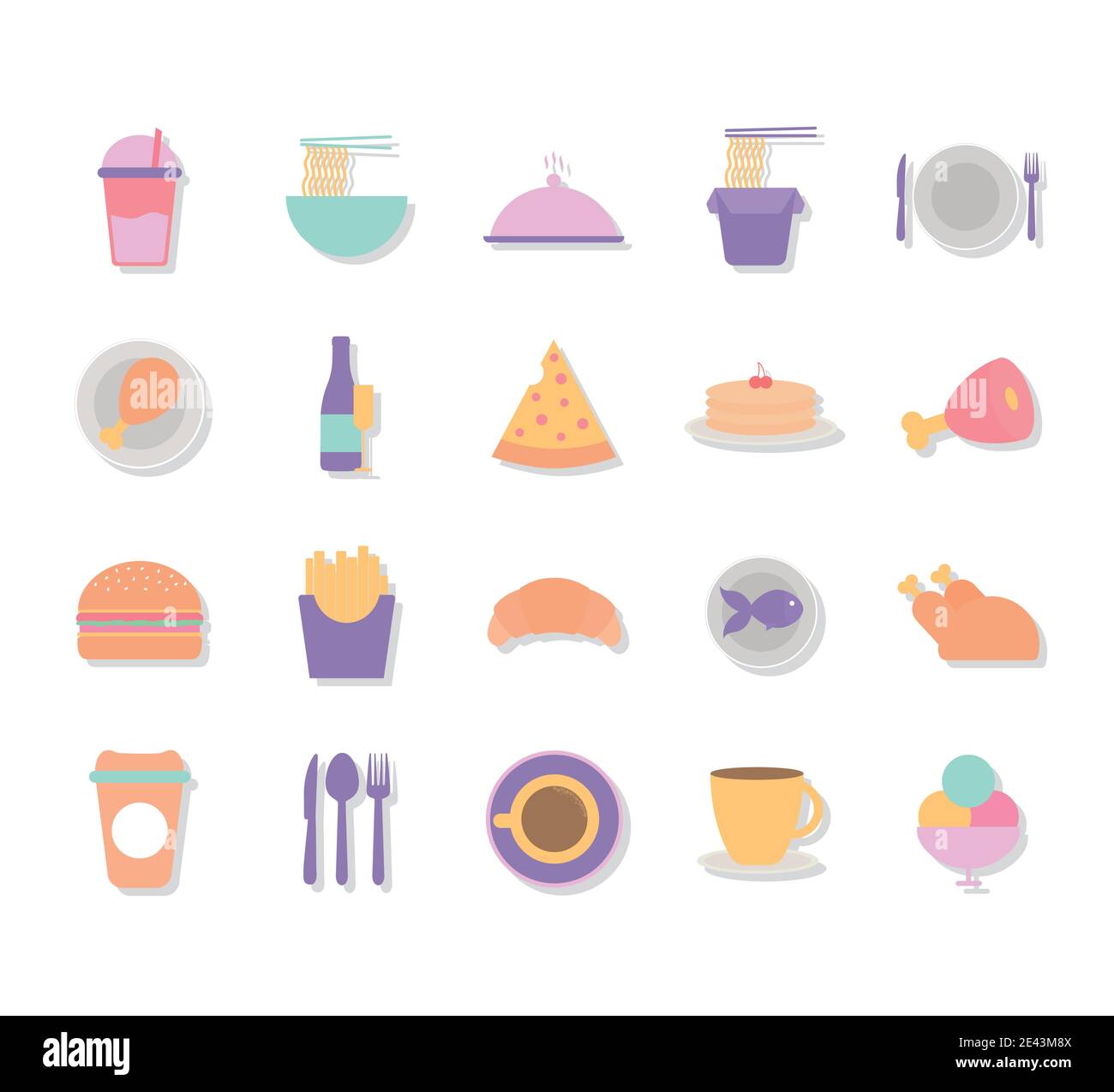 set of restaurant icons on a white background Stock Vector Image & Art ...