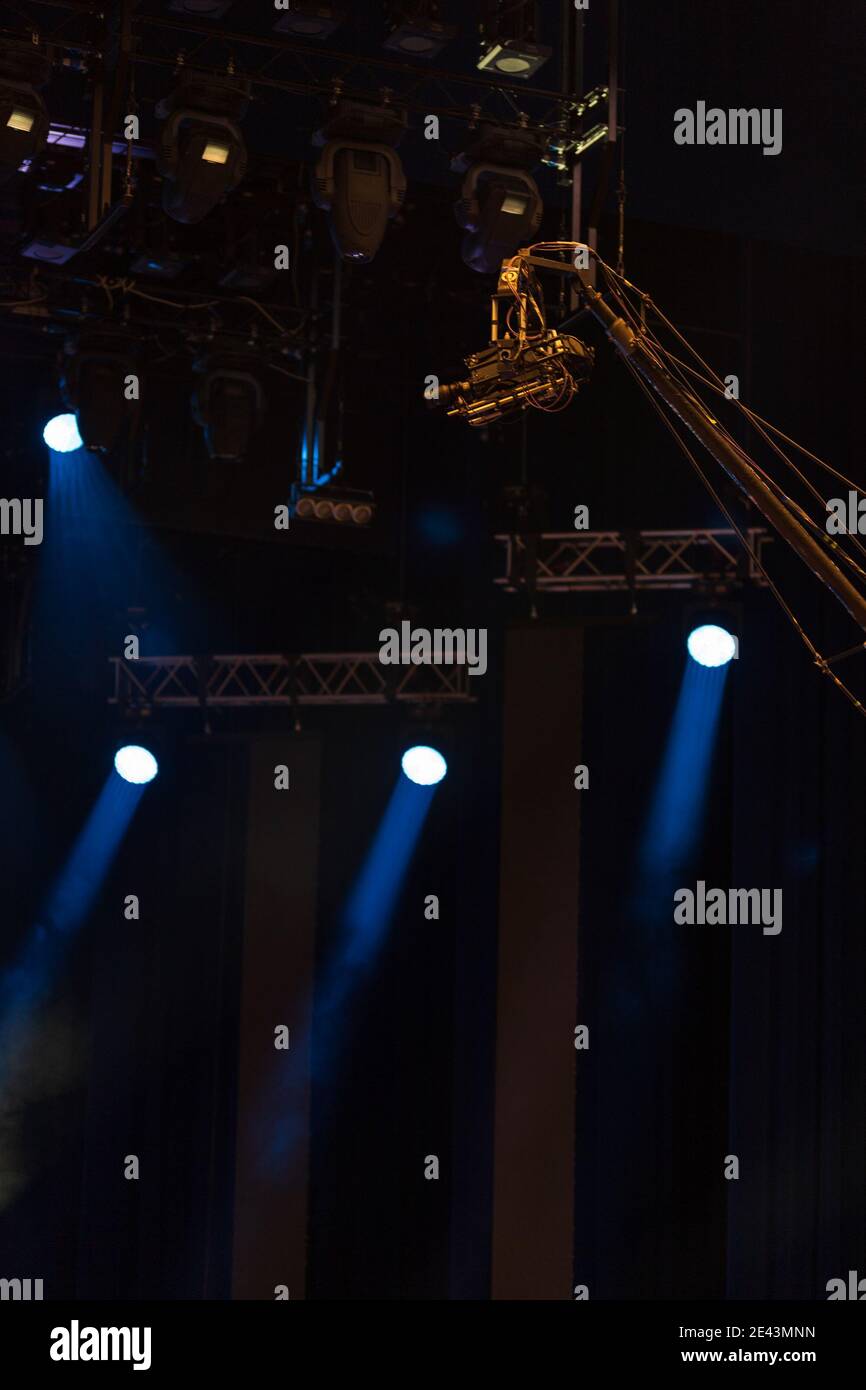 Stage light and smoke on stage, lighting and spotlights Stock Photo - Alamy