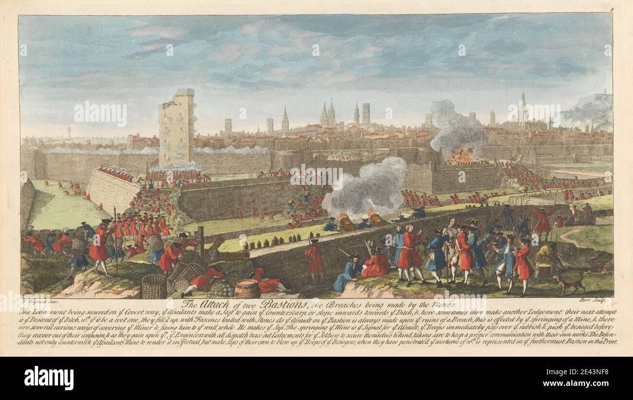 Remi Parr, active 1723â€“1750, British, The Attack of Two Bastions, the ...