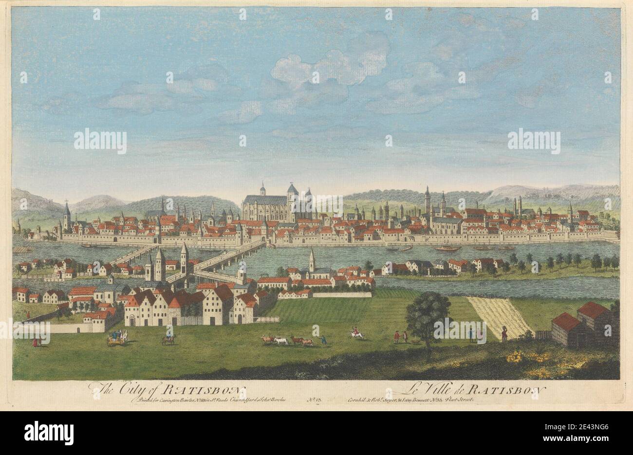 unknown artist, The City of Ratisbon. Hand-colored engraving on wove ...