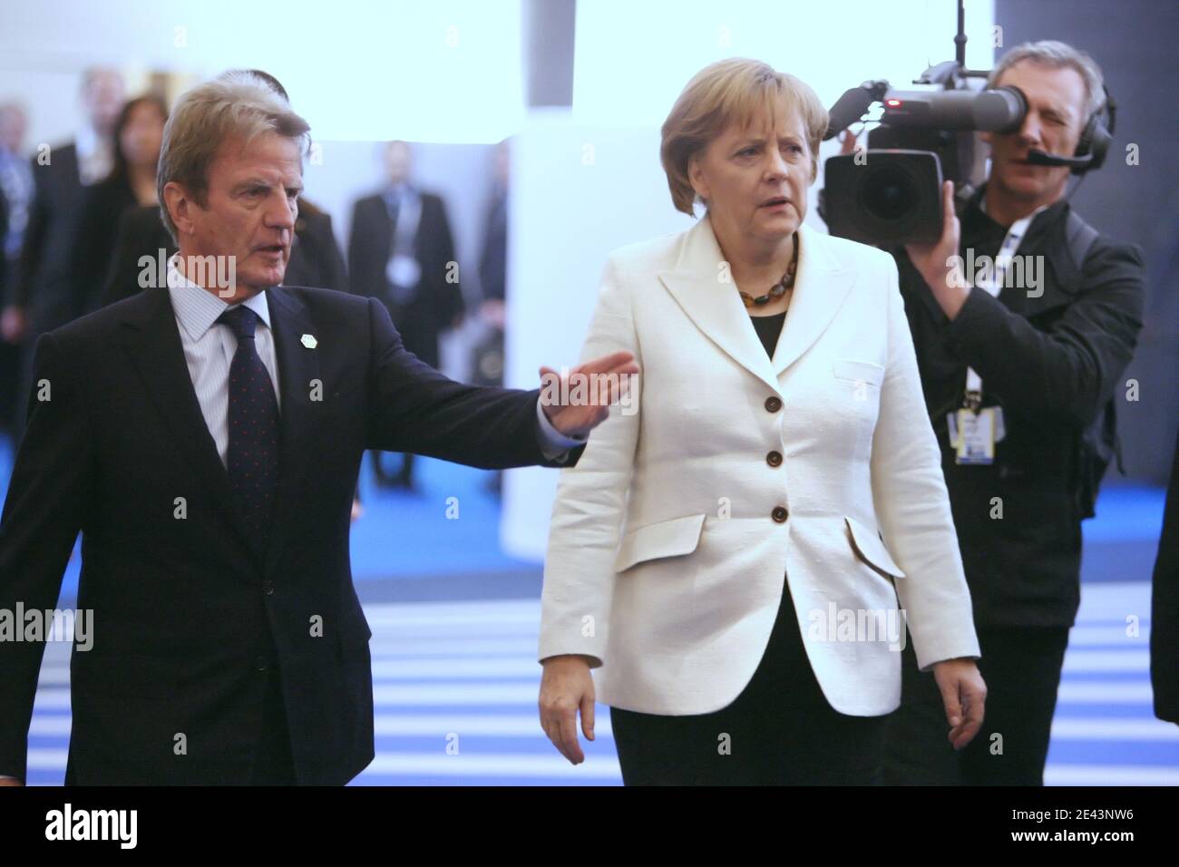 French Foreign Minister Bernard Kouchner and German Chancellor Angela ...