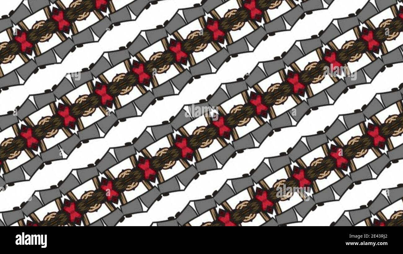 Illustration of red and gray diagonal lines forming chains on the white ...