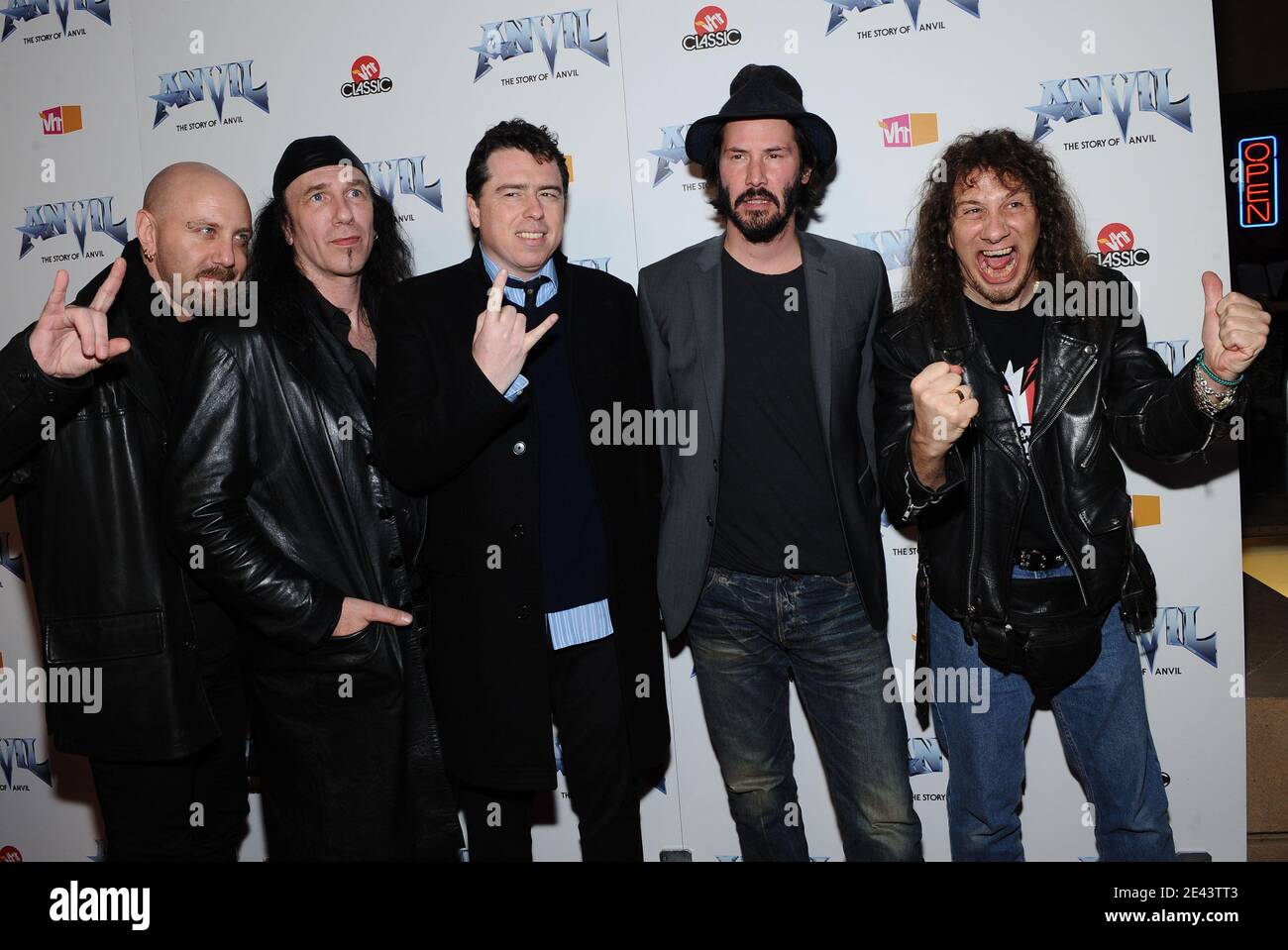 (L-R) Glenn Five, Robb Reiner, director Sacha Gervasi, Keanu Reeves and ...
