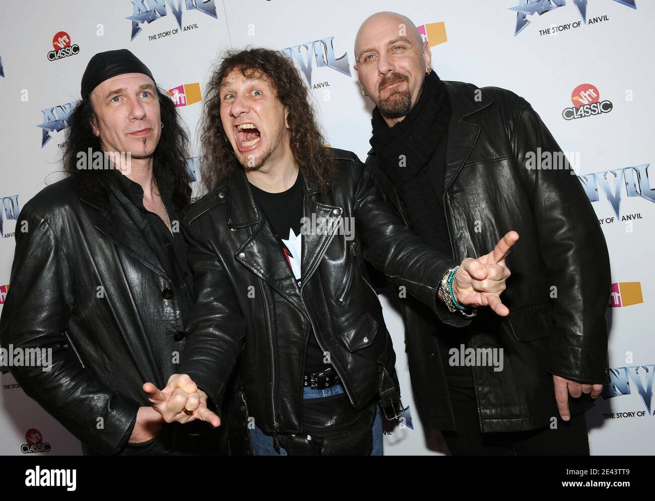 (L-R) Anvil band musicians Robb Reiner, Steve 'Lips' Kudlow and Glenn ...