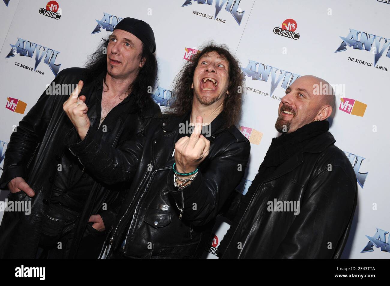 (L-R) Anvil band musicians Robb Reiner, Steve 'Lips' Kudlow and Glenn ...