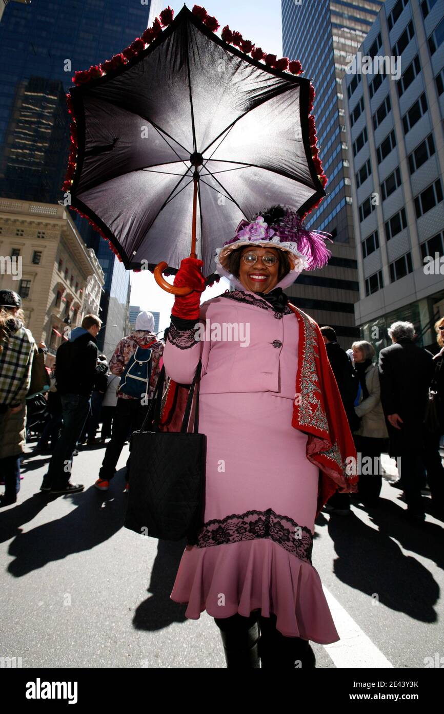 Mrs. Greta poses for pictures at the Easter Parade on New York's 5th ...