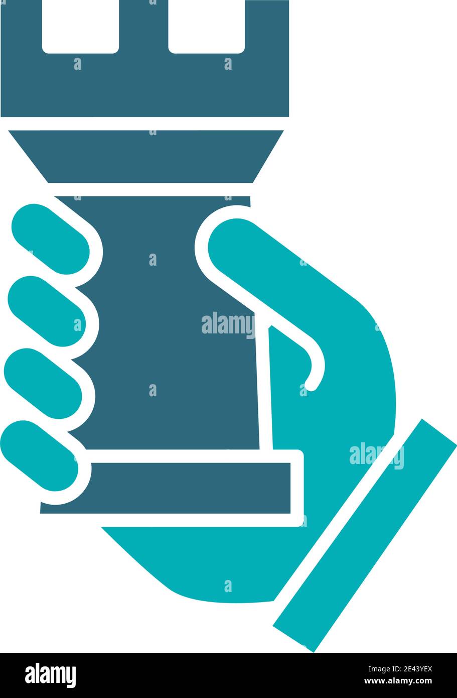 Human holding rook chess colored icon. Board game, table entertainment ...