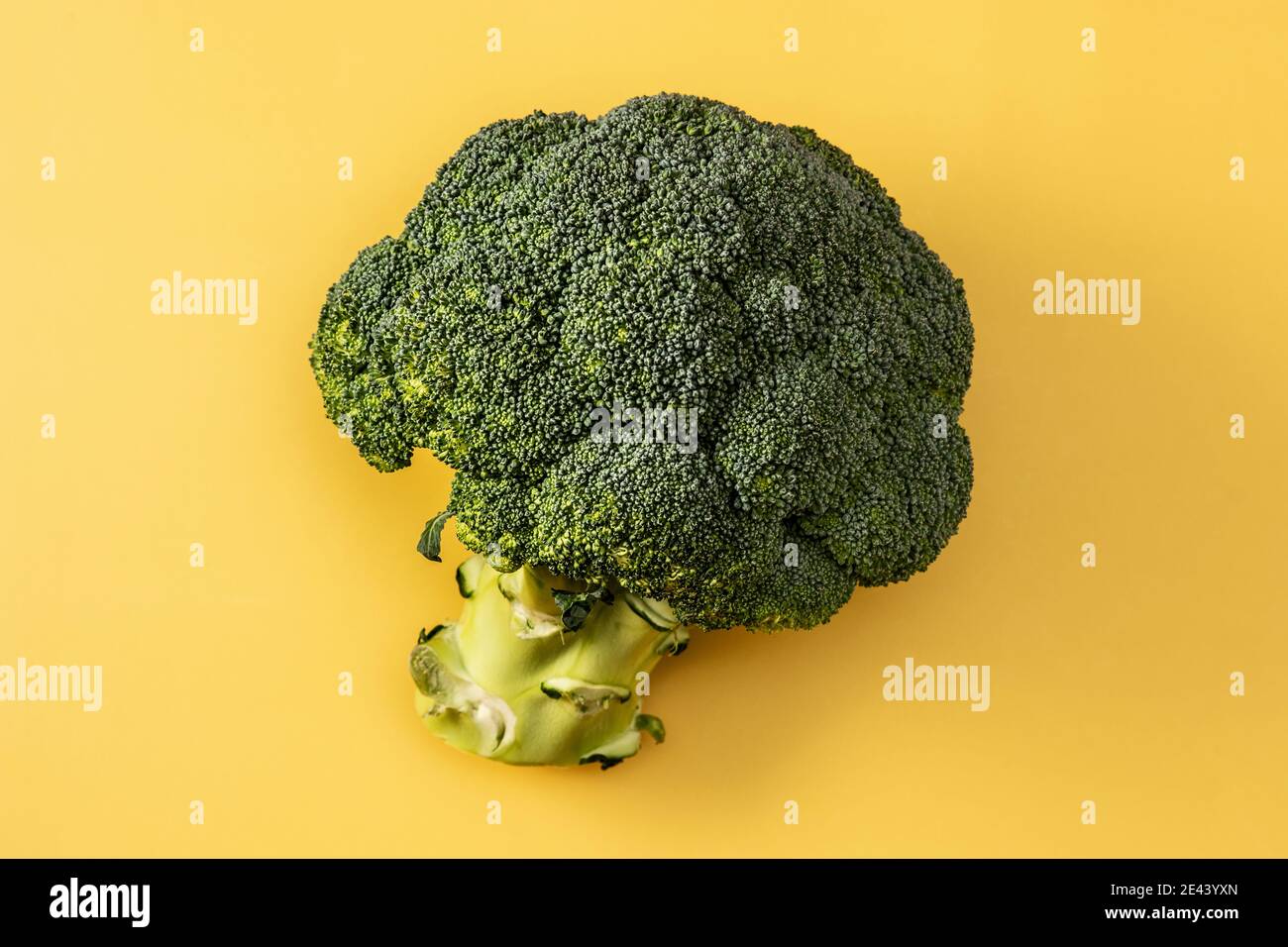 Fresh broccoli on yellow background Stock Photo - Alamy