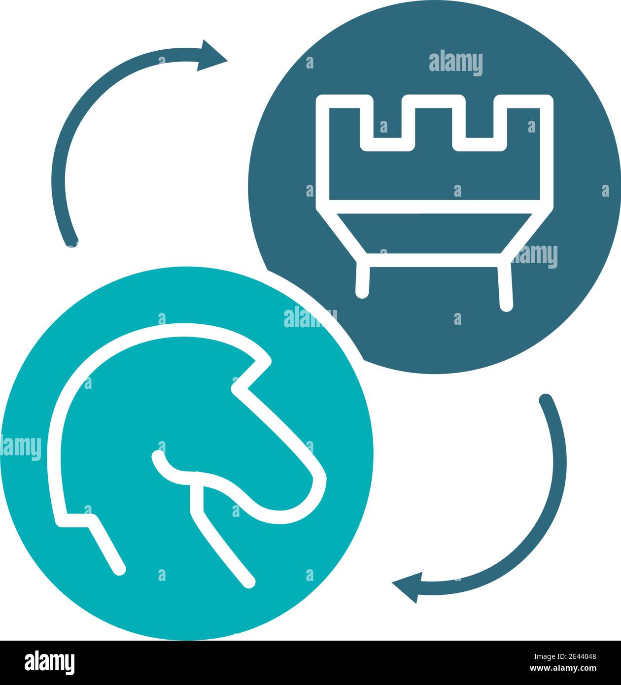 Knight and rook chess exchange colored icon. Board game, table ...