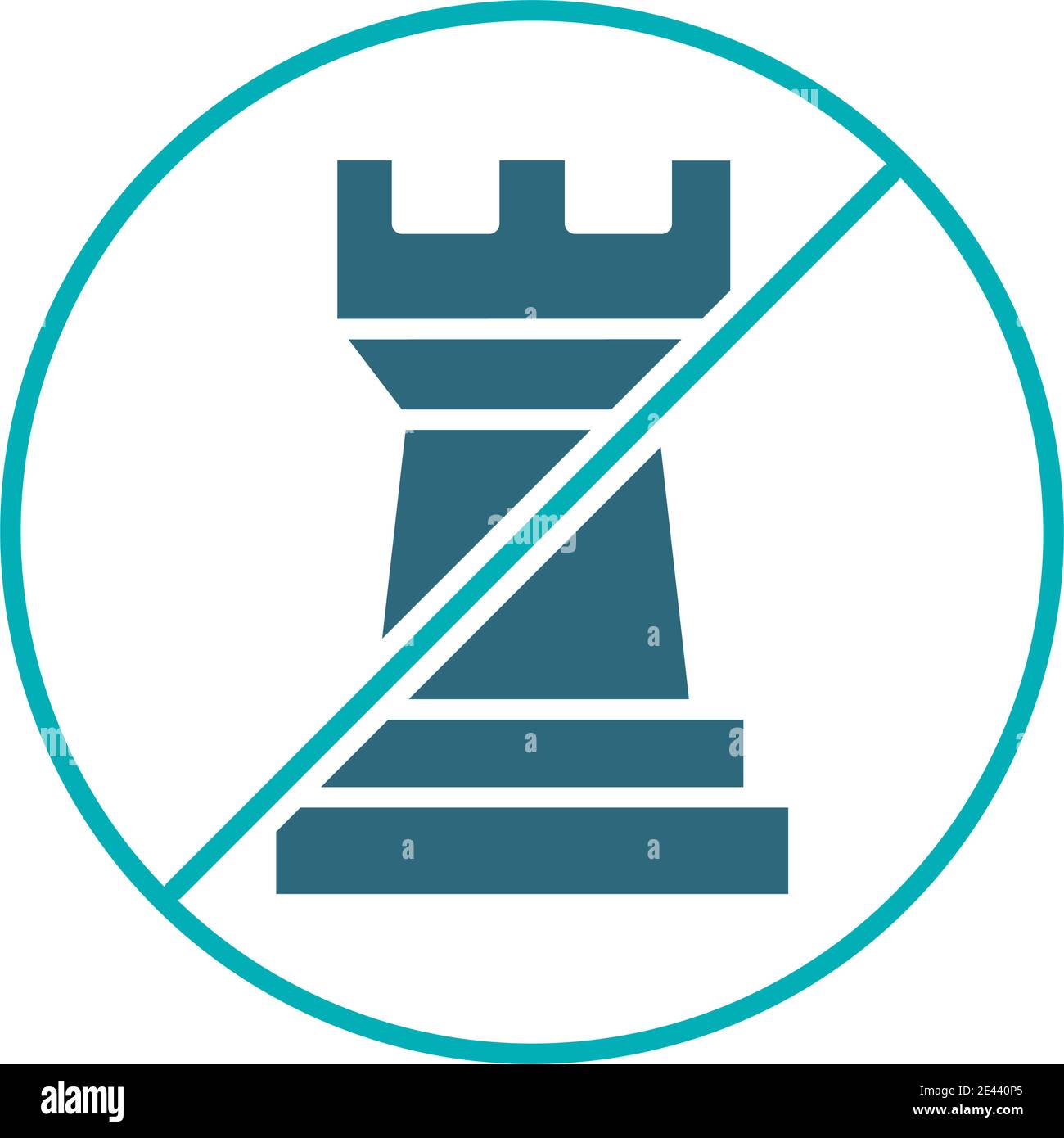 Forbidden sign with a rook chess colored icon. Board game, table ...