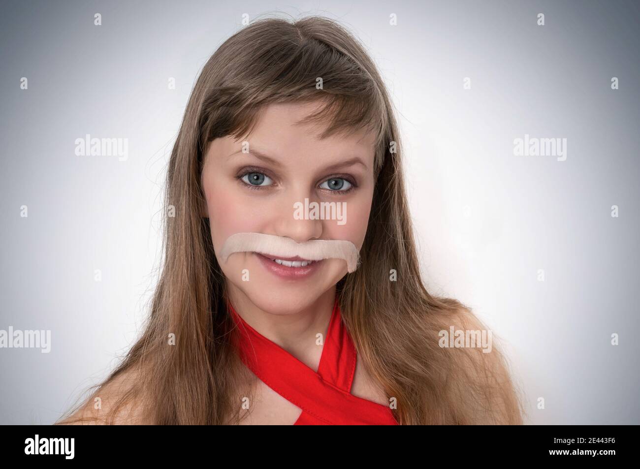 Portrait of attractive funny woman with mustache Stock Photo - Alamy
