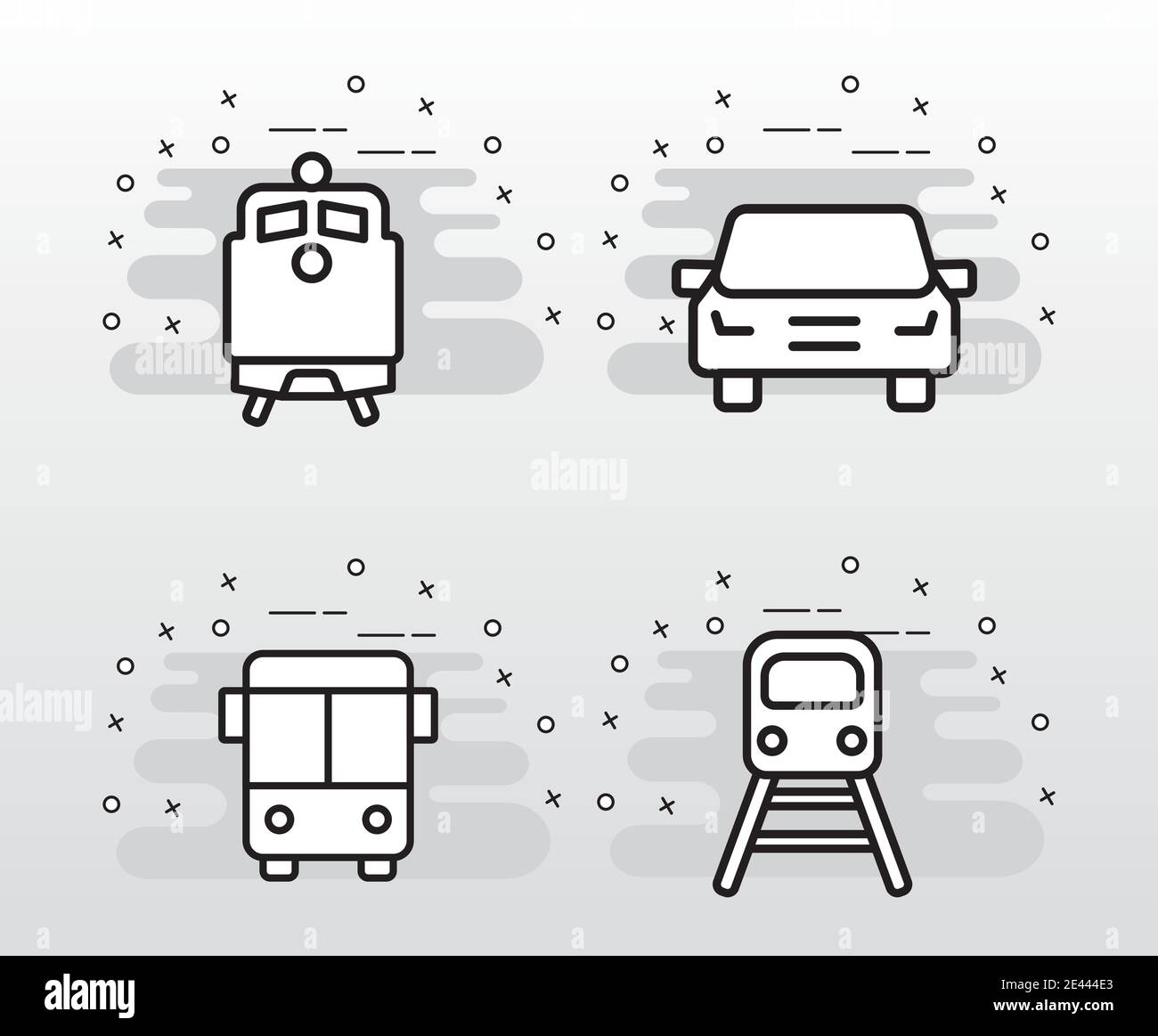 bundle of four conveyance transport line style set icons vector ...