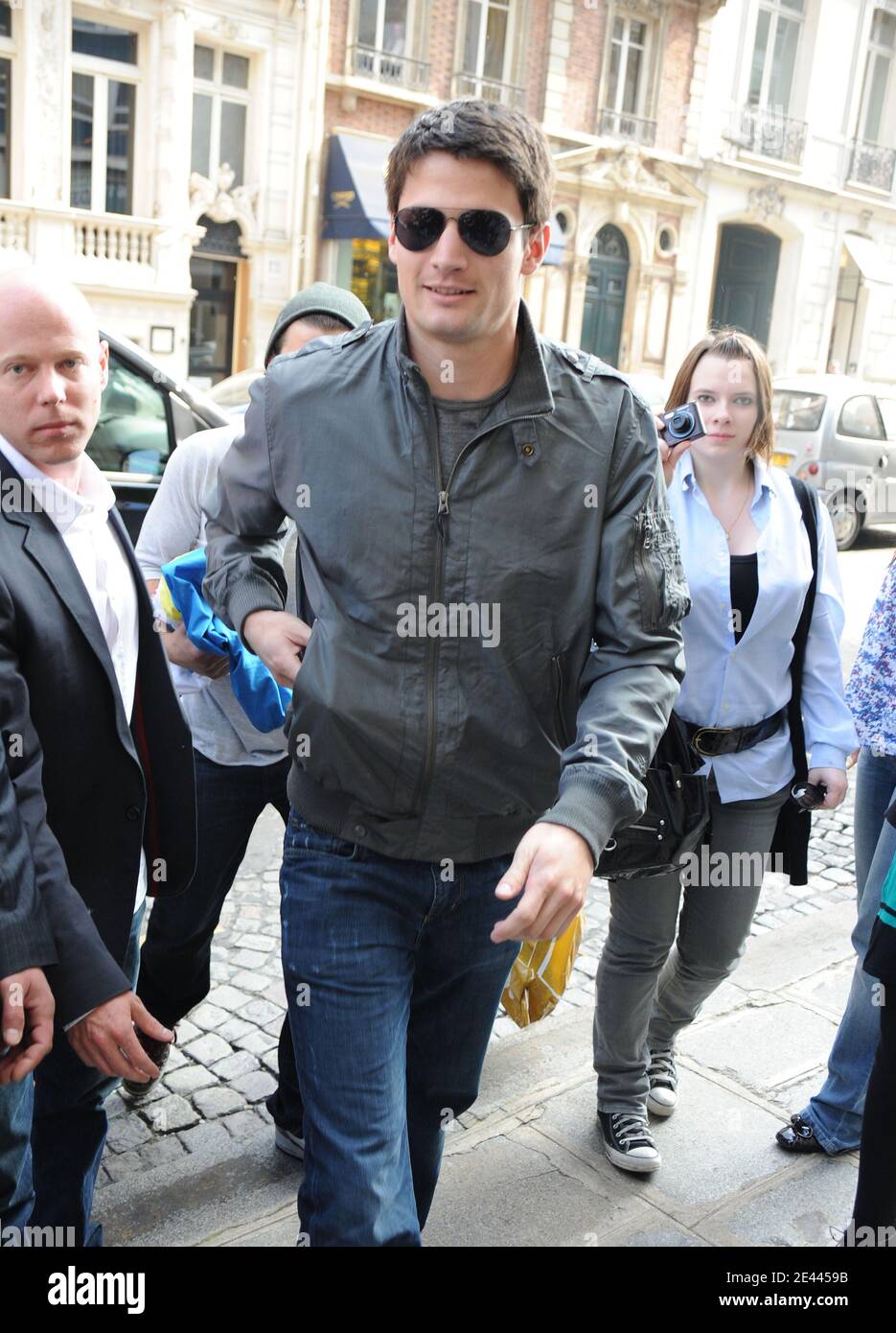 US actor James Lafferty greets fans in front of his hotel. Paris ...