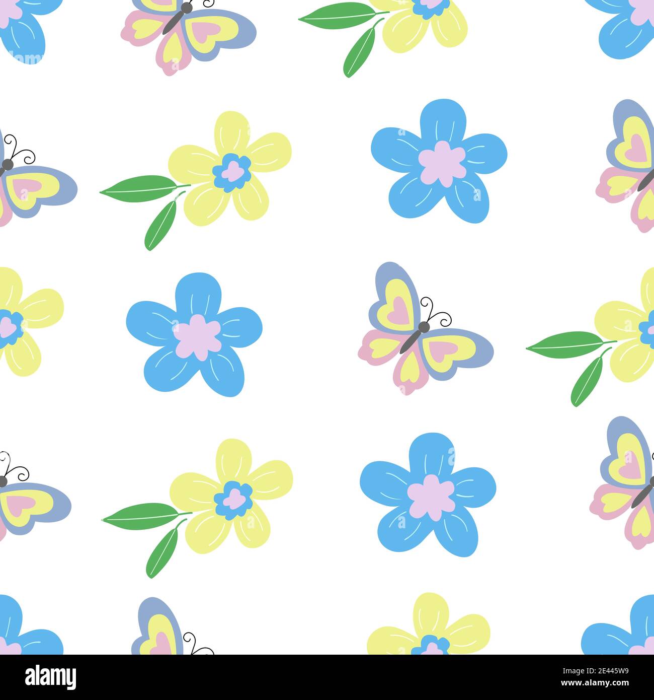 Blue butterfly flowers Stock Vector Images - Alamy
