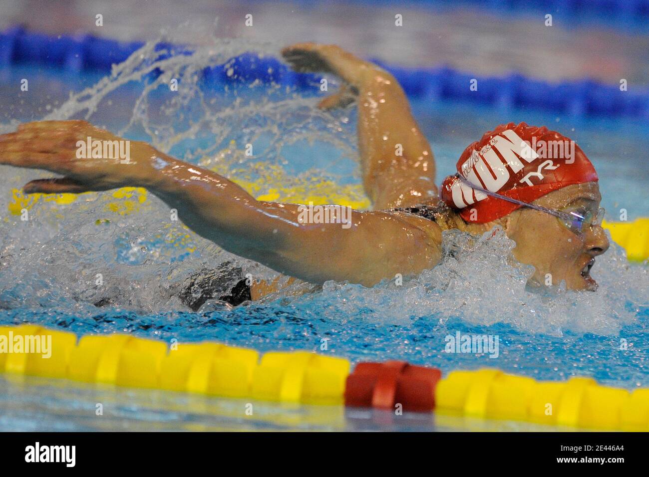 France's Aurore Mongel swimming the 200 M butterfly during the French ...
