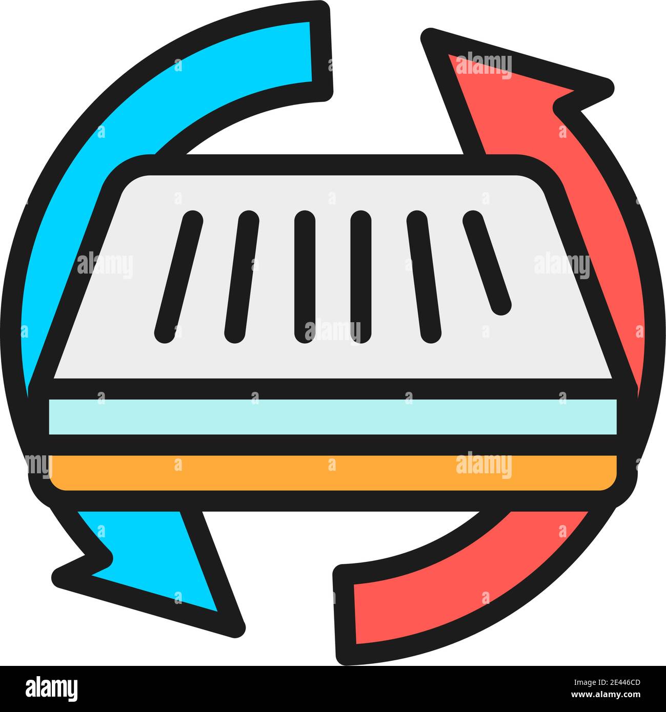 Two sided mattress, orthopedic seasonal mattress flat color line icon ...