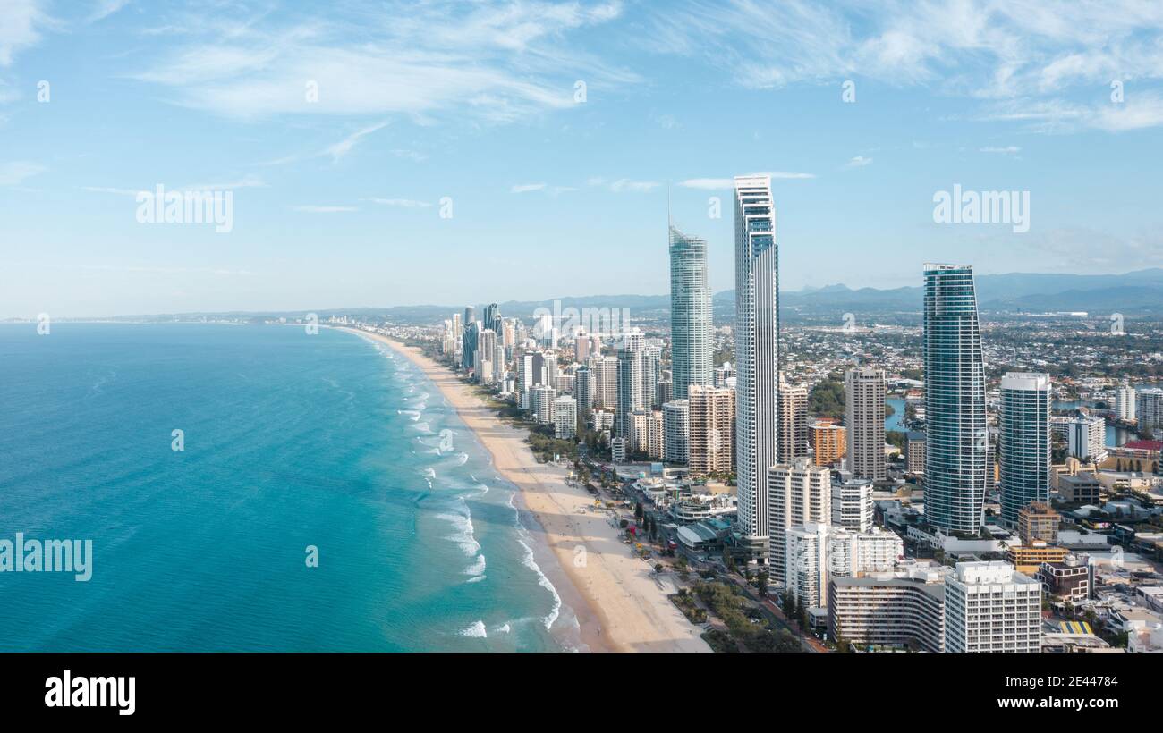 Breathtaking aerial view of modern skyscrapers located near famous ...