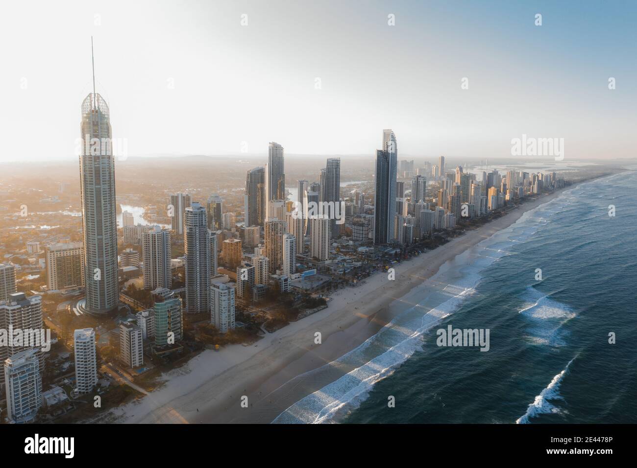 Breathtaking aerial view of modern skyscrapers located near famous ...