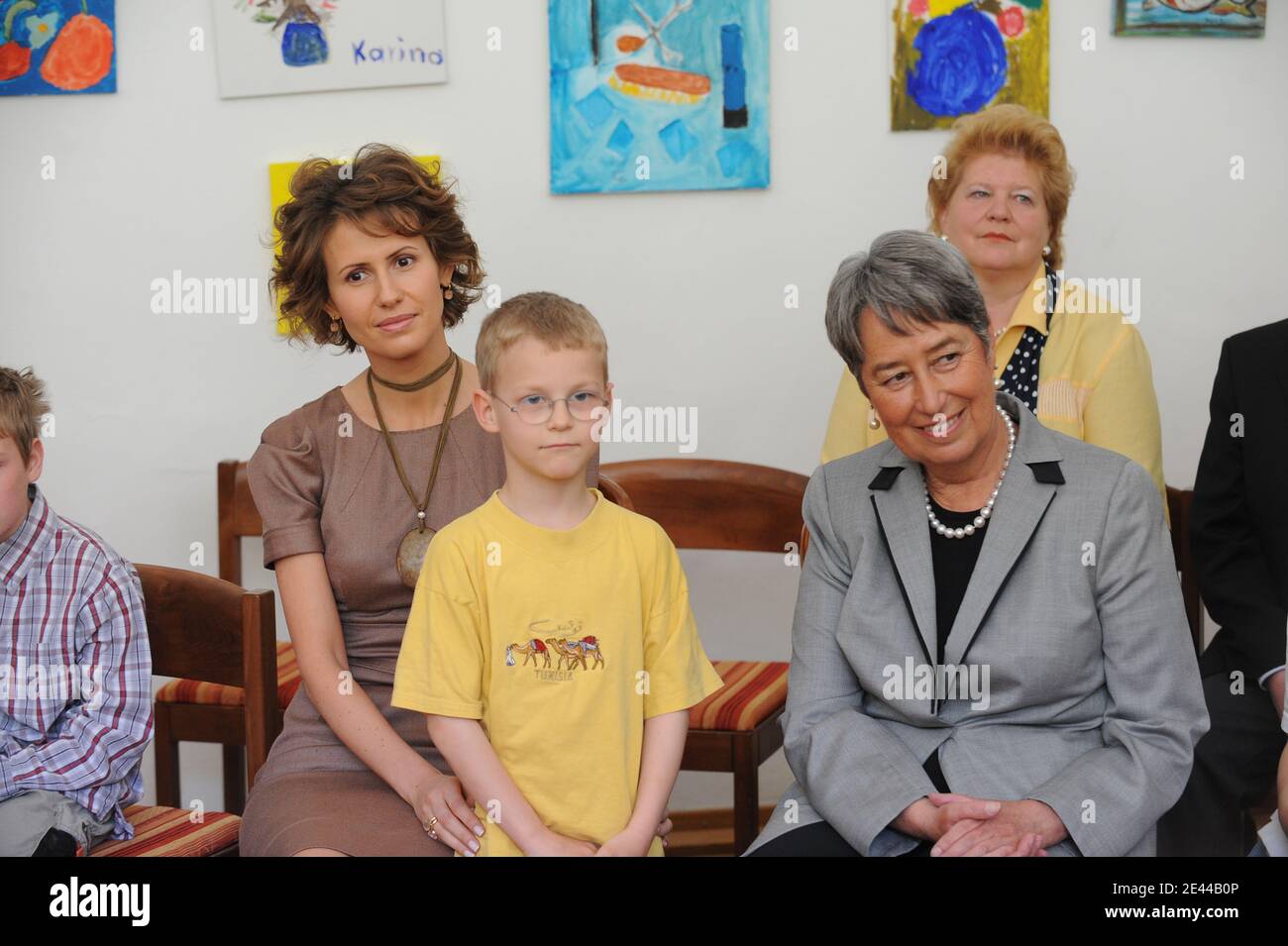 Austrian First Lady Margit Fischer (R) and Syrian First Lady Asma Al ...
