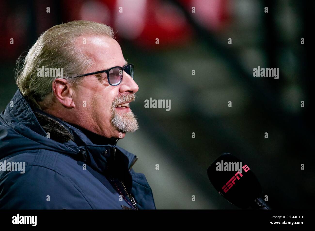 NIJMEGEN, NETHERLANDS - JANUARY 21: Stadium speaker Gerry van Campen ...