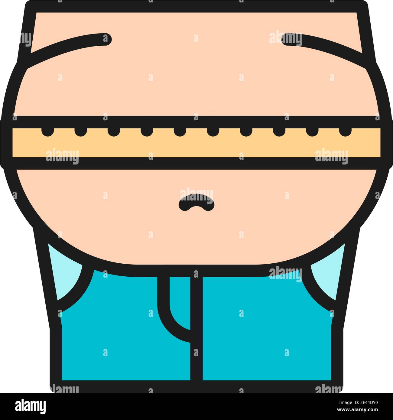 Obesity, belly fat flat color line icon. Isolated on white background ...