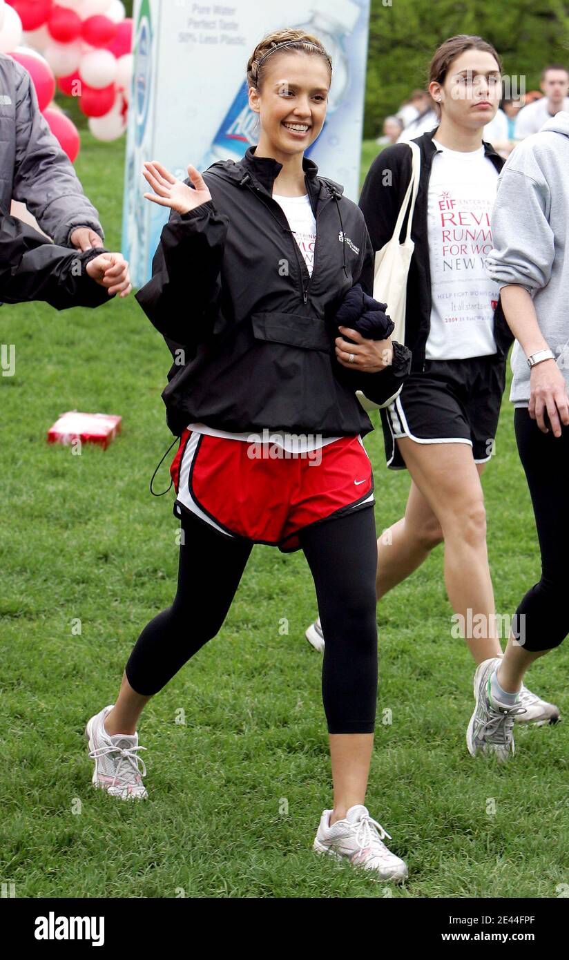 U.S actress Jessica Alba crosses the finish line at the 12th Annual EIF ...