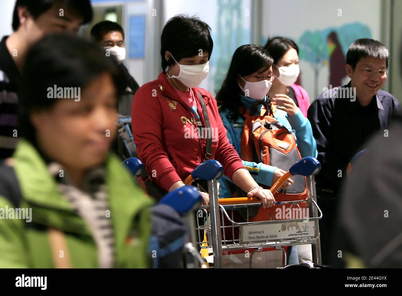 Japanese people wear masks in precaution against swine influenza when ...