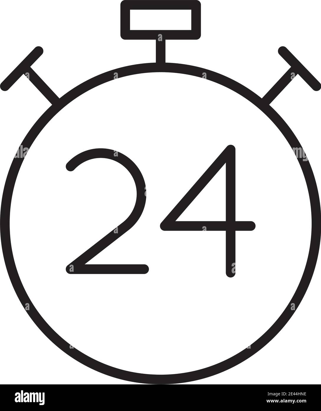 chronometer timer counter with 24 number line style icon vector ...