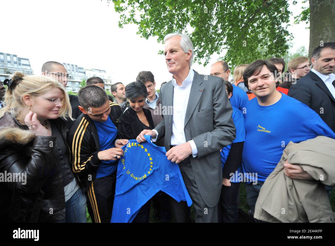 Michel Barnier, Rachida Dati and Jean-Marie Cavada attending a ... Michel Barnier, Rachida Dati and Jean-Marie Cavada attending a ...