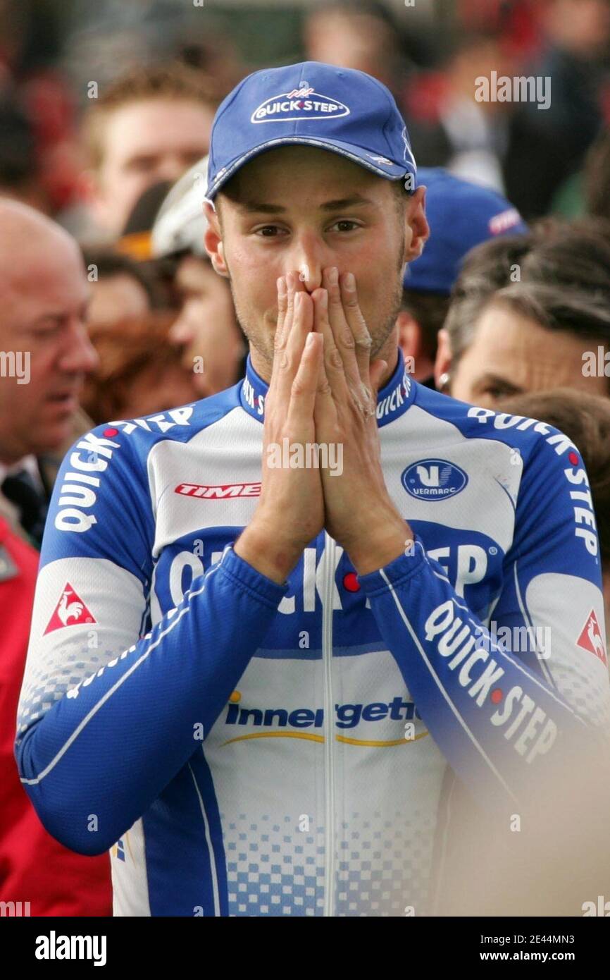 Belgian Tom Boonen jubilates after the 103rd Paris-Roubaix cycling race ...