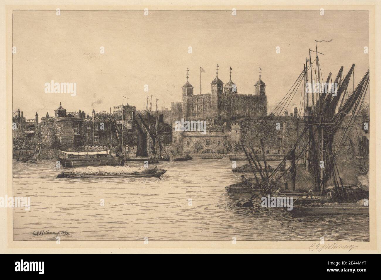 Charles E. Holloway, 1838â€“1897, The Tower of London, 1884. Etching ...