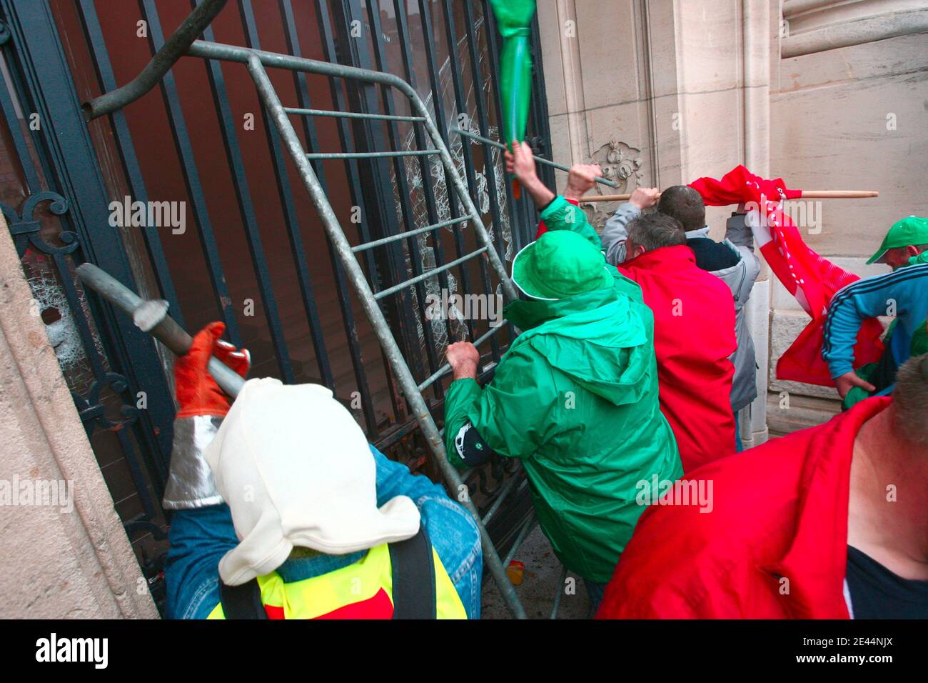 ArcelorMittal employee demonstrate outside the headquarters of the ...